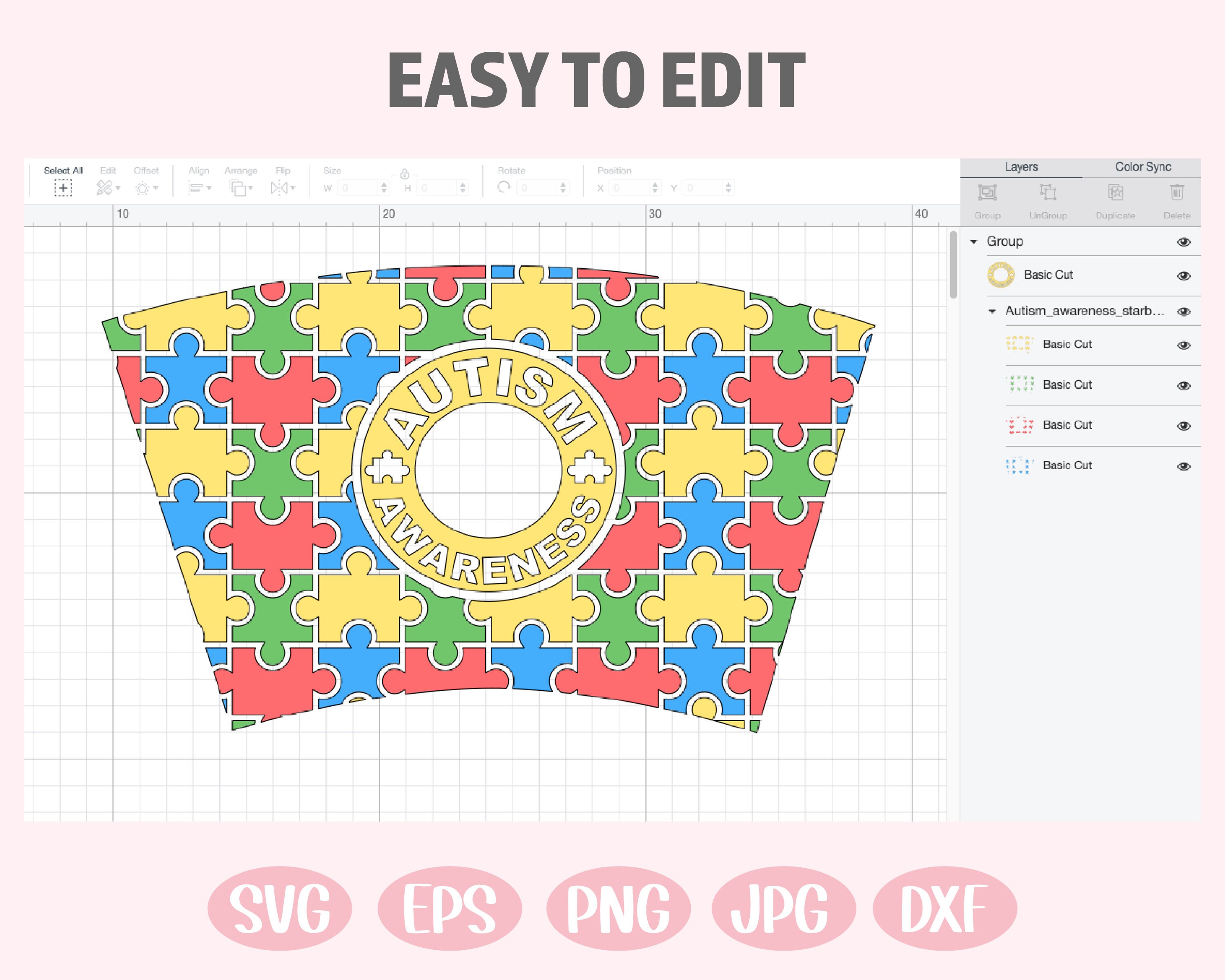 Autism Full Wrap Svg Autism Awareness Cup Svg Jigsaw Full - Etsy