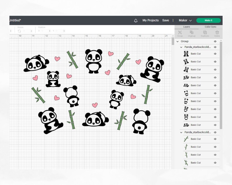 Panda Full Wrap Svg Panda Bamboo Svg Rolling Panda SVG 24oz - Etsy