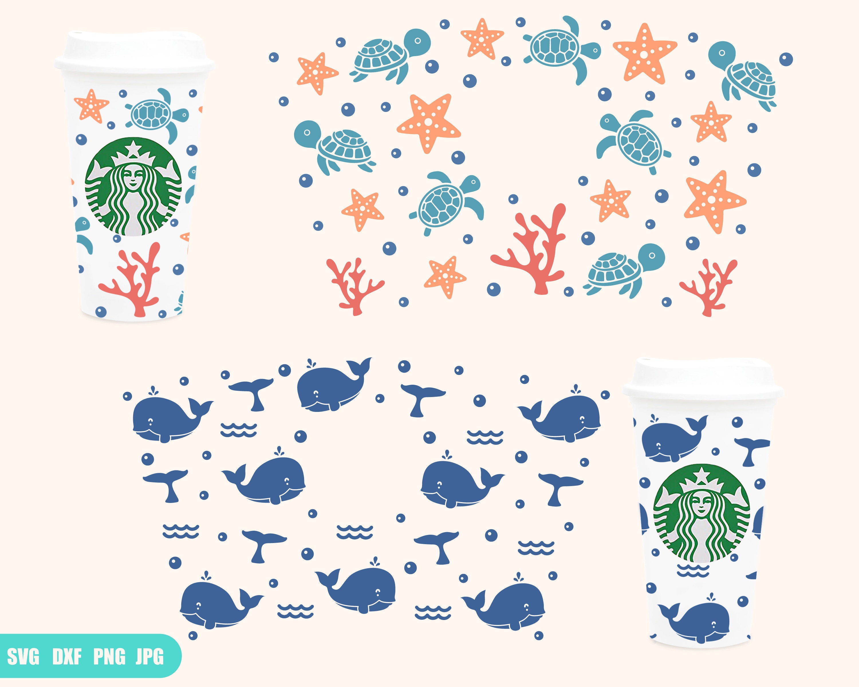 Ocean Animals Full Wrap Bundle, Mermaid, Whale, Dolphin, Shark, Sea ...
