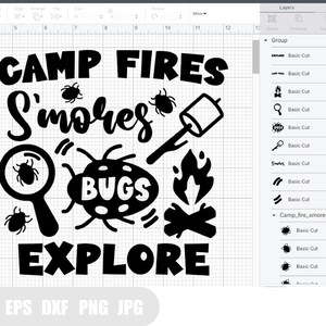 Camp Fires S'mores Bugs Explore Svg,funny Camping Kids Quote Svg,bugs ...
