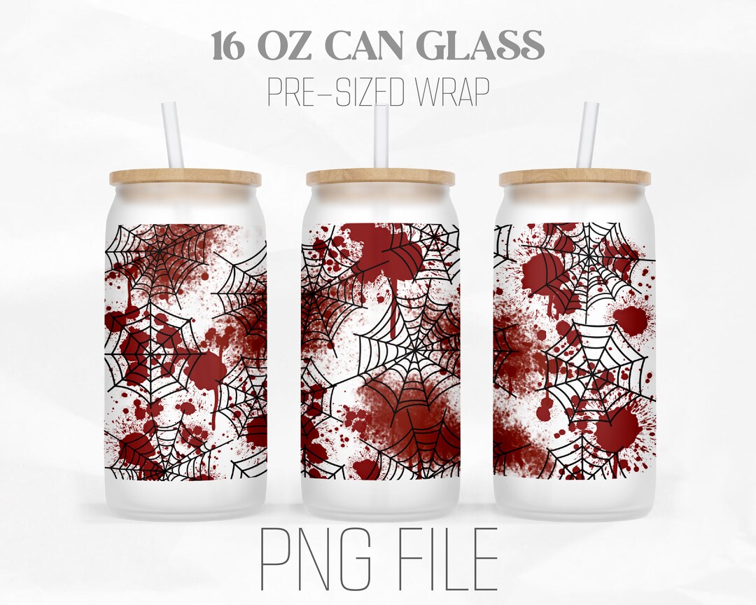 Blood Splatter Can Wrap Png, Blood Drip Png, Halloween 16oz Libbey ...