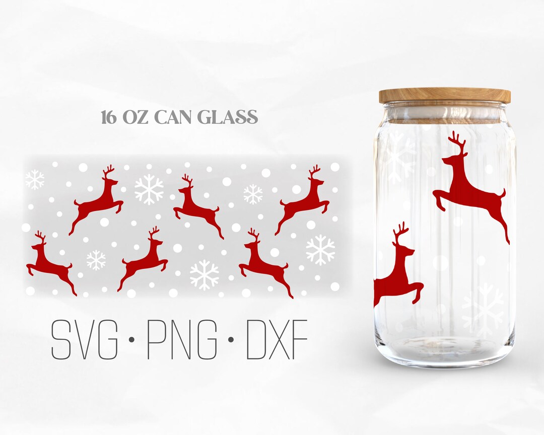 Christmas Reindeer Can Glass Wrap SVG, Reindeer Can Glass Wrap SVG ...