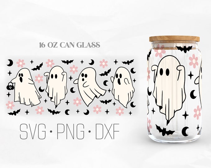 Halloween Can Glass SVG - Ghost Can Glass SVG - 20oz Libbey Wrap SVG ...