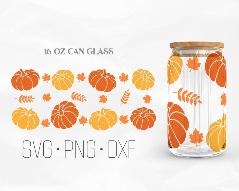 Pumpkin Can Glass Wrap SVG, Halloween Can Glass Svg, 16oz Libbey Wrap ...