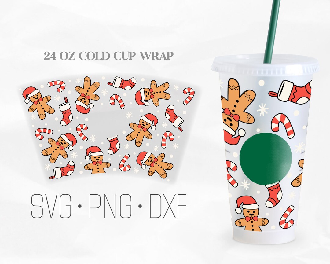 Gingerbread Full Wrap, Christmas Cold Cup 24 Oz, Svg, Png, DXF Files ...