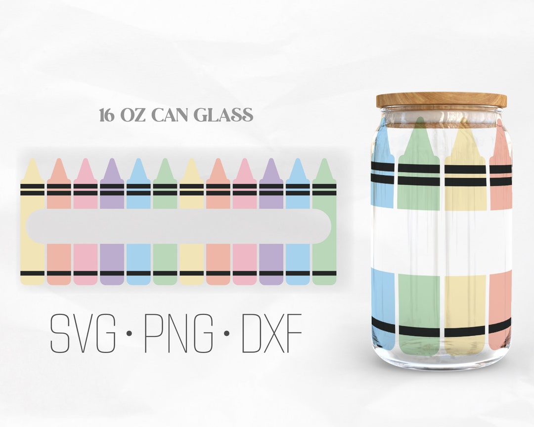 Crayon Can Glass Wrap Svg, Kindergarten Name Gap Libbey Glass Svg ...