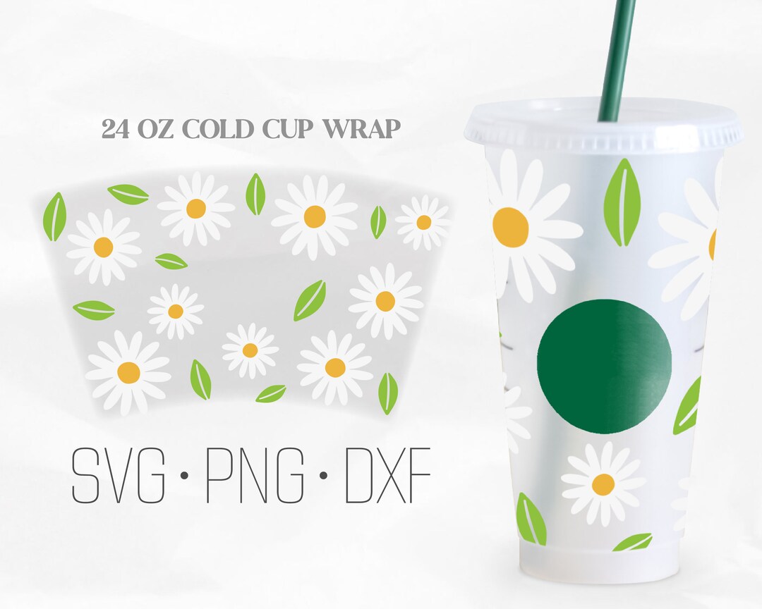 Daisy Full Wrap Svg, Flower Svg, Floral Wrap Svg, Venti Cold Cup 24oz ...