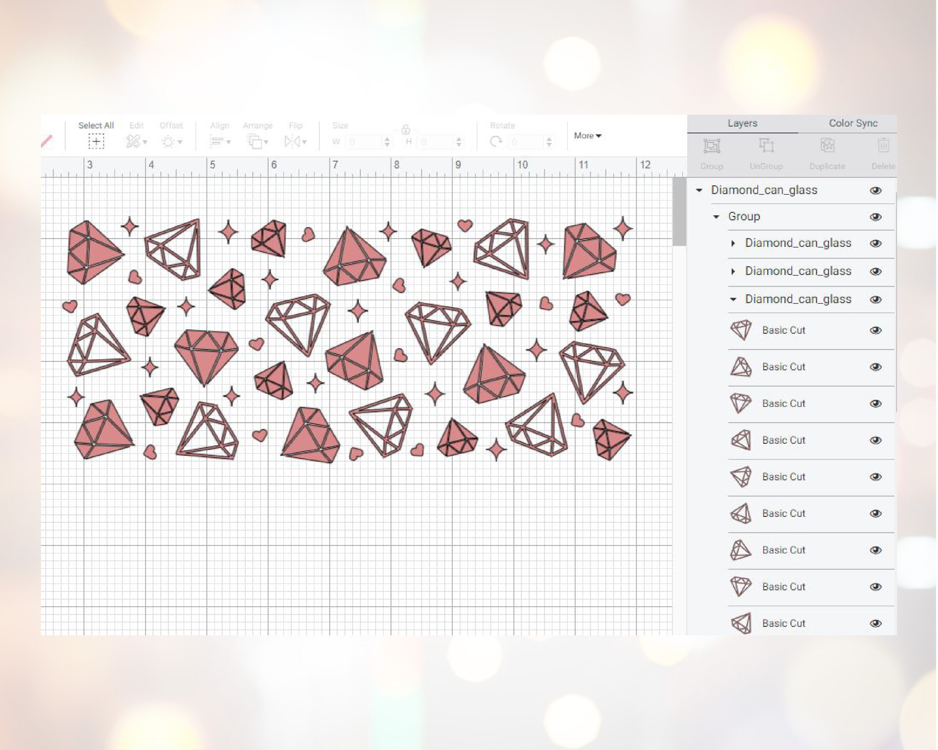 Diamond Can Glass Wrap Svg Jewel can glass svg 16oz Libbey | Etsy