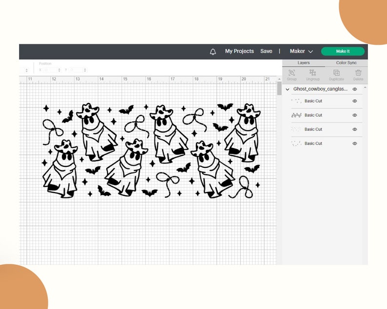 Western Ghost Can Glass Wrap SVG Cowboy Ghost Libbey Glass - Etsy