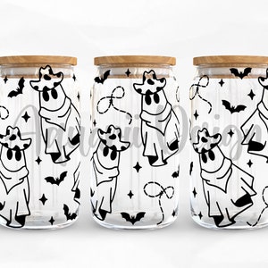 Western Ghost Can Glass Wrap SVG, Cowboy Ghost Libbey Glass SVG ...