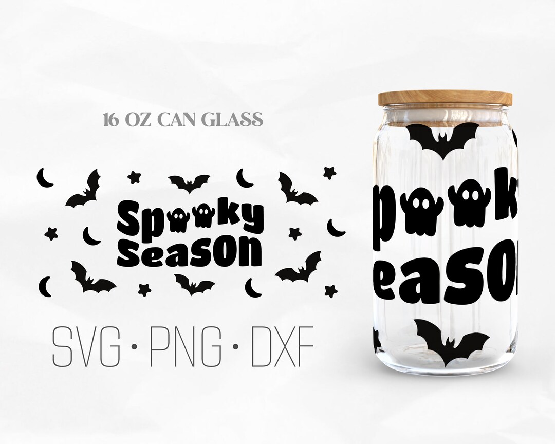 Spooky Season Can Glass Wrap SVG, Halloween Can Glass Svg, Horror Svg ...