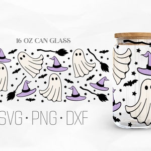 Cute Ghost Can Glass Wrap Svg, Ghost Witch SVG, Halloween Ghost Svg ...