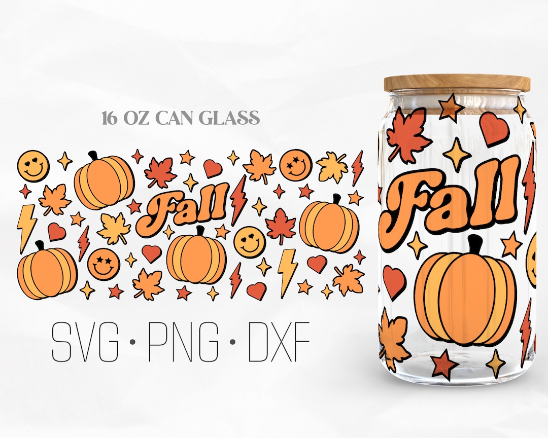 Retro Fall Can Glass Wrap Svg, Fall Vibes SVG, Thanksgiving Svg, Autumn ...