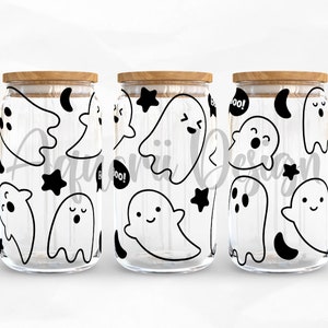 Cute Ghost Can Glass Wrap SVG, Can Glass Svg, 16oz Libbey Wrap Svg, Svg ...