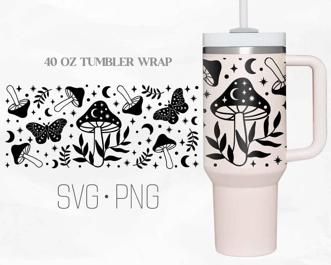 Celestial Mushroom Tumbler Wrap Svg, Mushroom Svg, 40 Oz Quencher ...