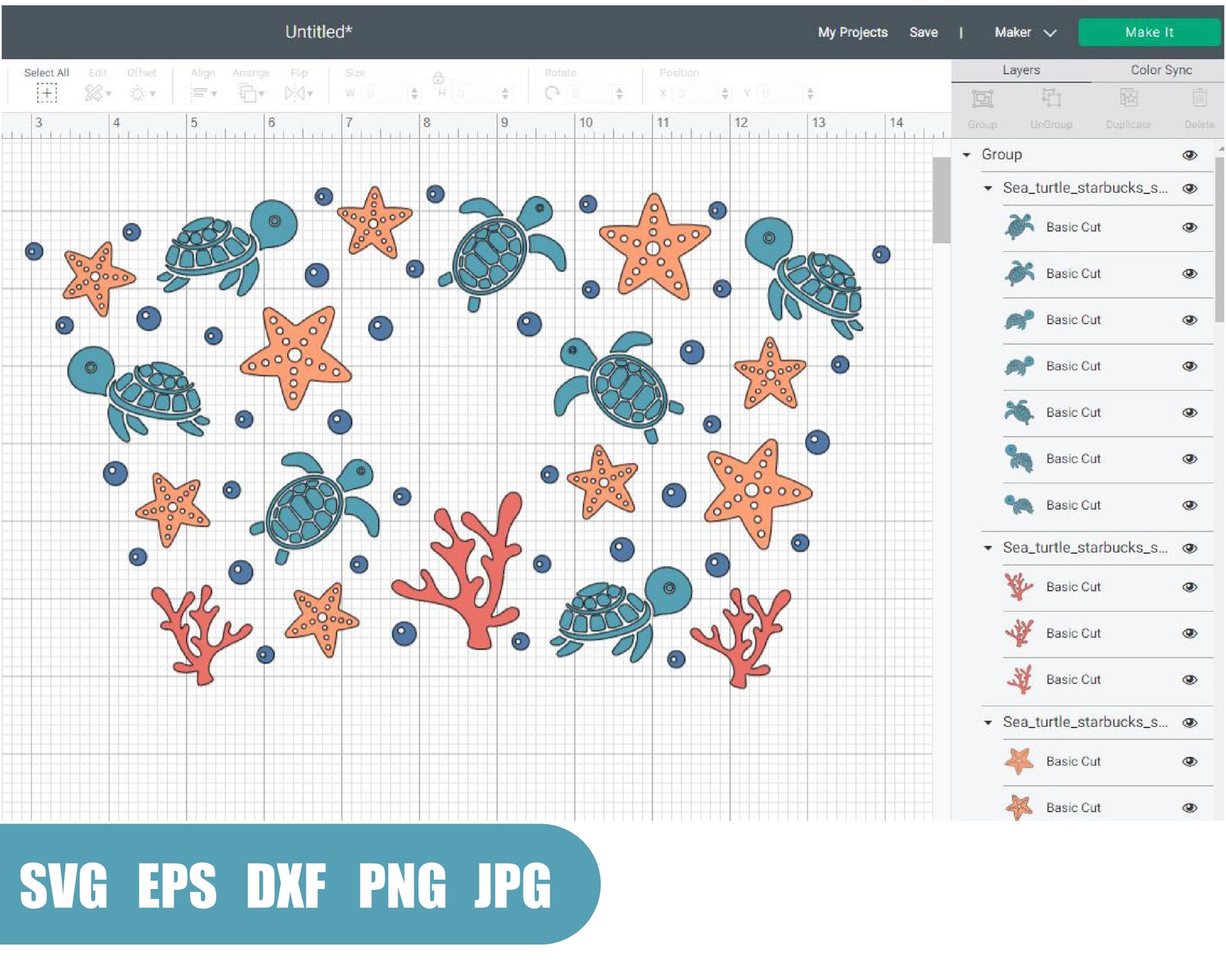 Sea Turtle Full Wrap Svg Turtle Cup Venti Cold Cup 24 Oz - Etsy