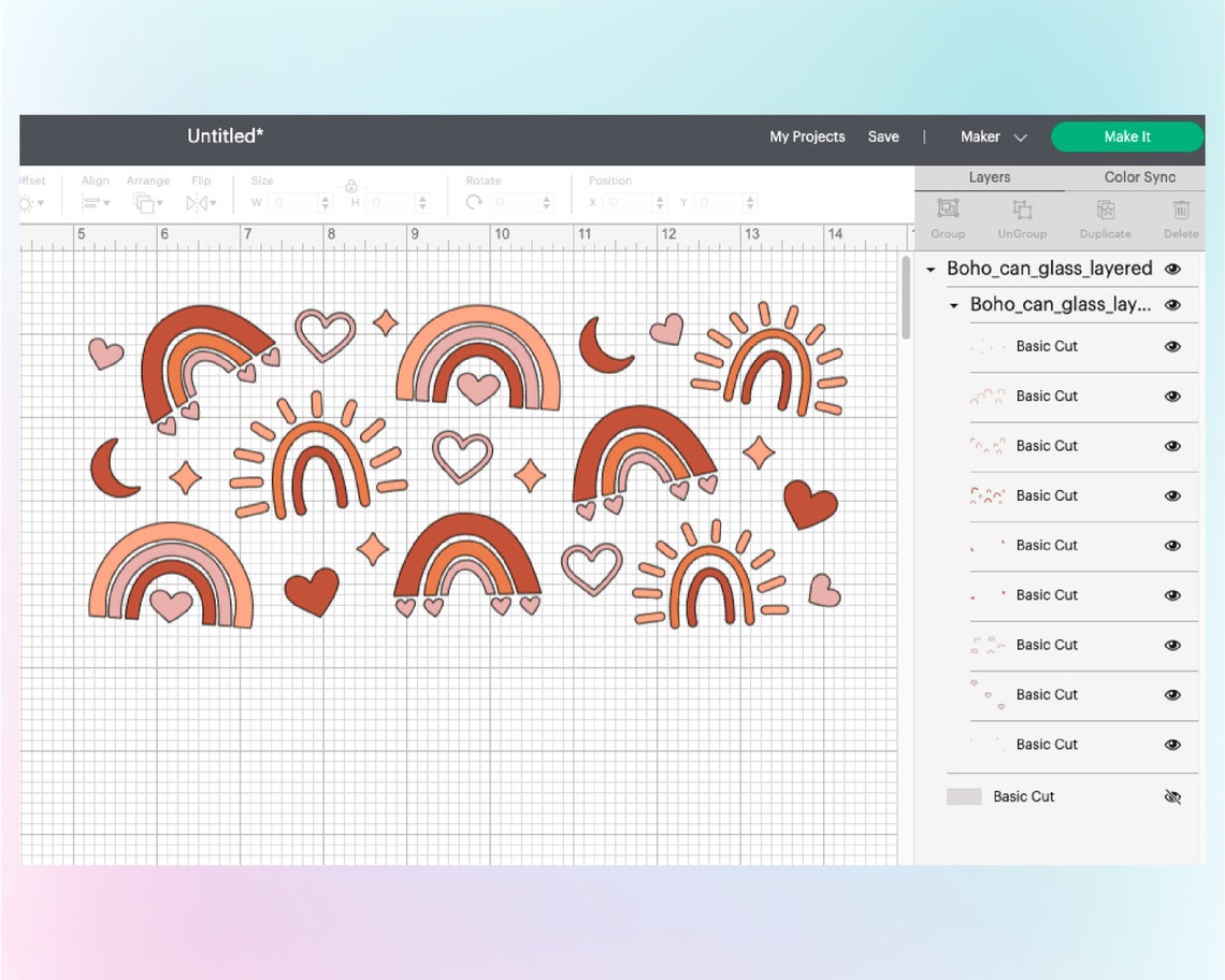 Boho Rainbow Can Glass Wrap SVG Rainbow Wrap Svg 16oz Libbey - Etsy