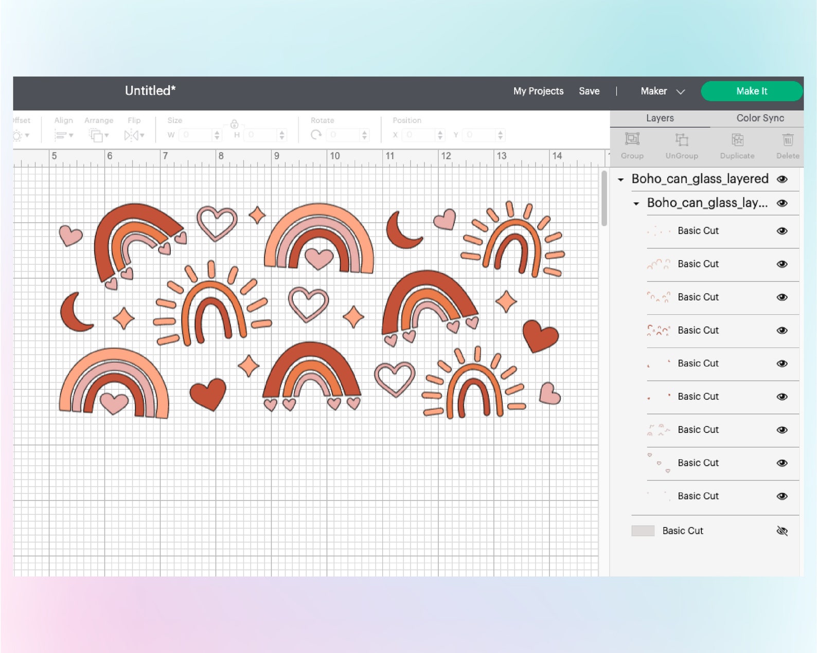 Boho Rainbow Can Glass Wrap SVG Rainbow Wrap Svg 16oz Libbey - Etsy