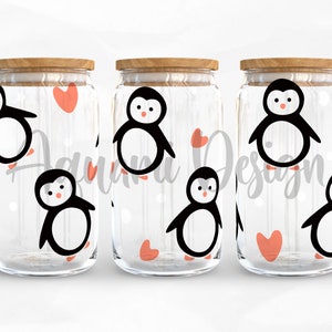 Penguins Can Glass Wrap SVG, Snowflake Libbey Glass Svg, 16oz Libbey ...