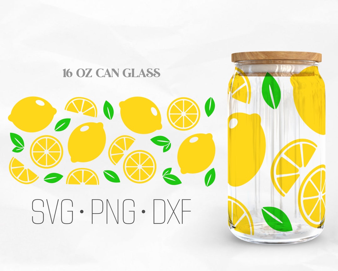 Lemon Can Glass Wrap Svg, Summer Fruit Svg, 16oz Libbey Wrap Svg, Svg ...