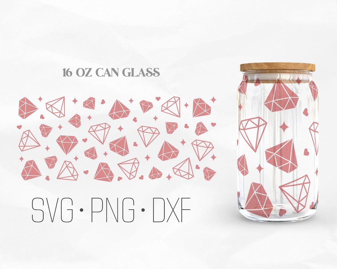 Diamond Can Glass Wrap Svg, Jewel Can Glass Svg, 16oz Libbey Wrap Svg ...