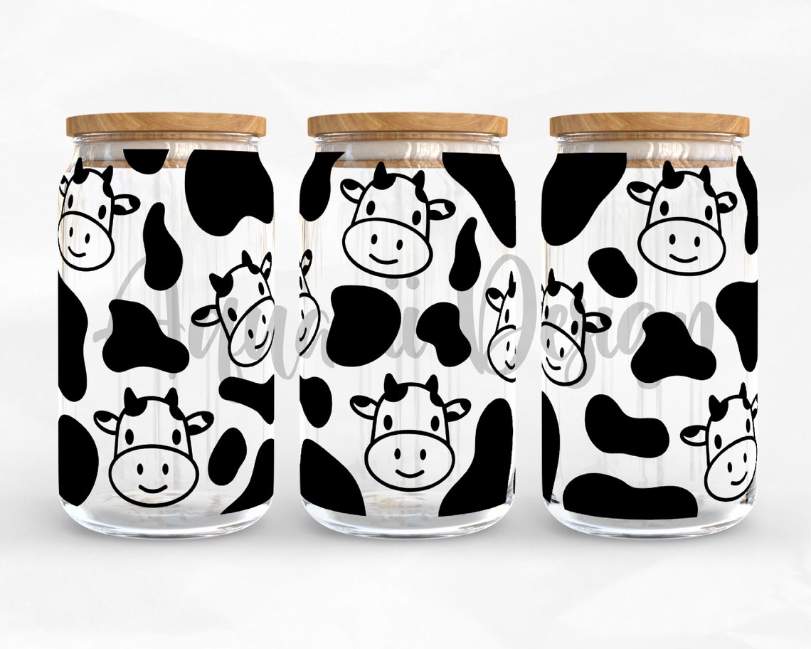 Cow Can Glass Wrap SVG Cow Print Svg Cow Head Svg Animal - Etsy