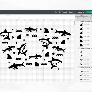 Shark Full Wrap Svg, Ocean Fish Svg, Venti Cold Cup 24 Oz, Svg, Png ...