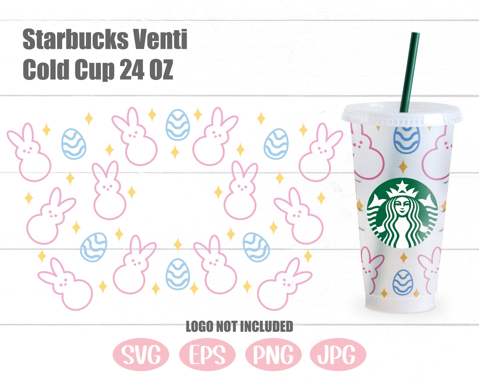 Easter Bunny Full Wrap Cup SVG Venti Cold Cup 24 Oz Files - Etsy