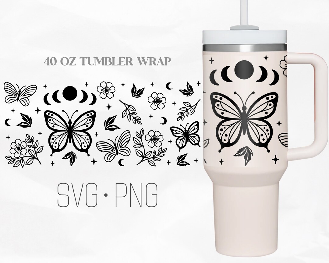 Butterfly Floral Tumbler Wrap Svg, Butterfly Flowers Svg, Butterfly Svg ...