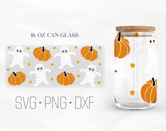 Spooky Season Can Glass Wrap SVG, Halloween Ghost Libbey Glass, 16oz ...