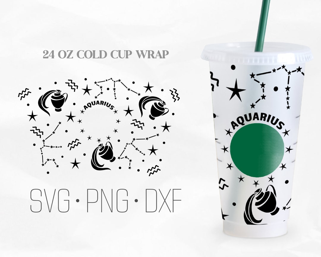 Aquarius Full Wrap Cup, Zodiac Svg, Horoscope Wrap Svg, Zodiac Signs ...