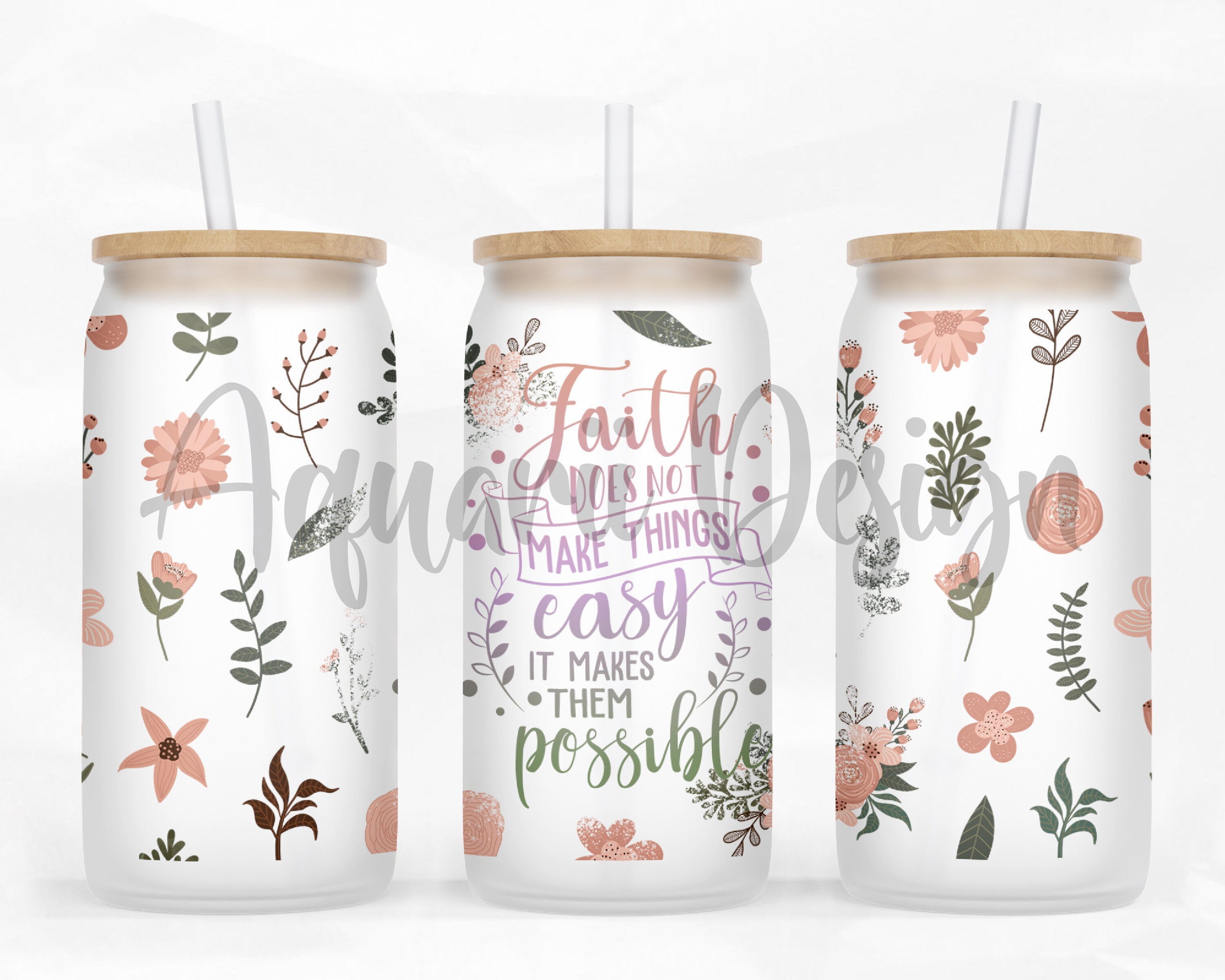 Faith Floral Glass Can Wrap Png, Christian 16oz Libbey Glass Can ...