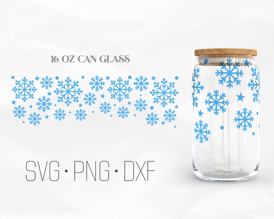 Snowflake Can Glass Wrap Svg, Christmas Can Glass Svg, Winter SVG, Can ...