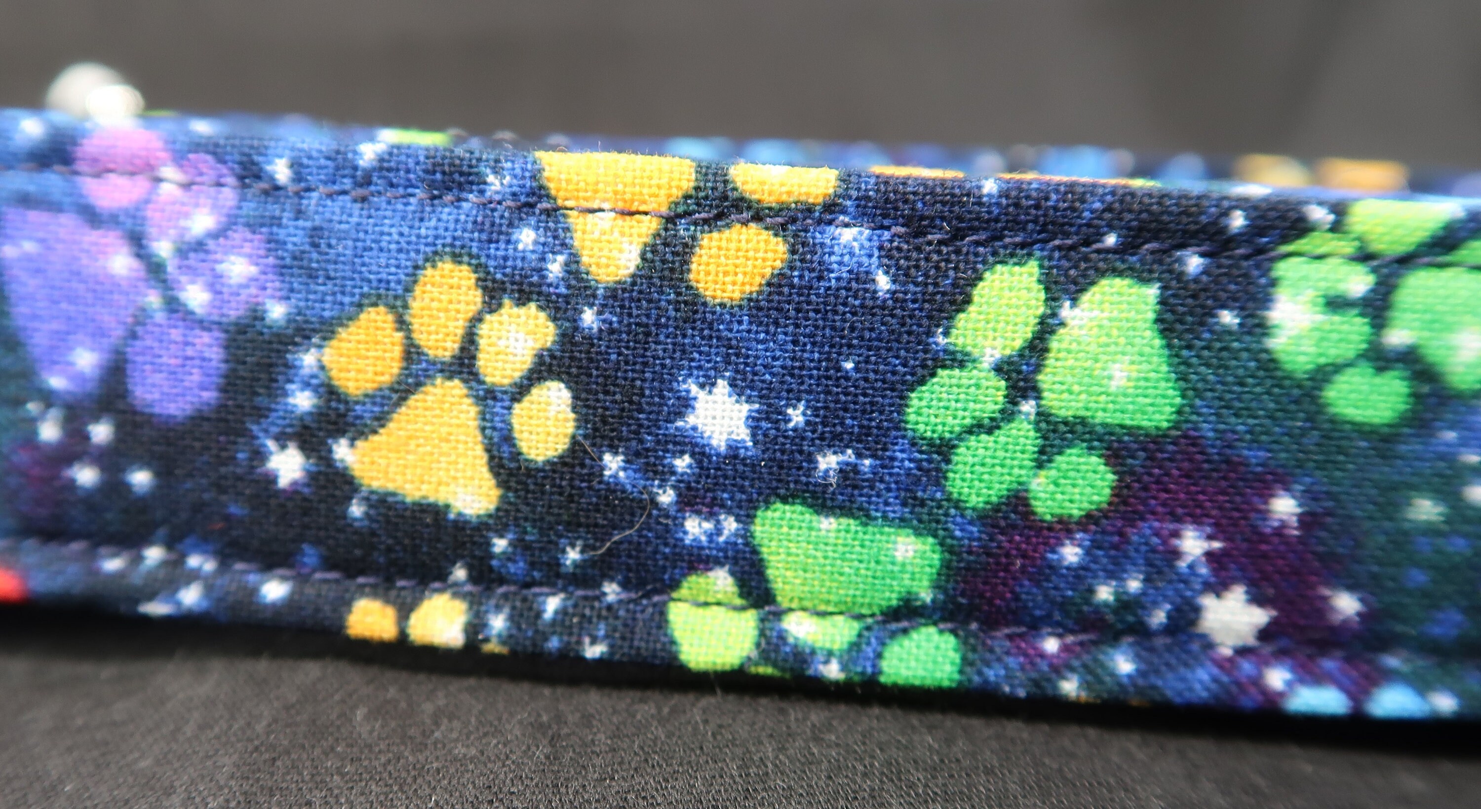 Rainbow Paw Prints on Navy Dog Collar - Etsy