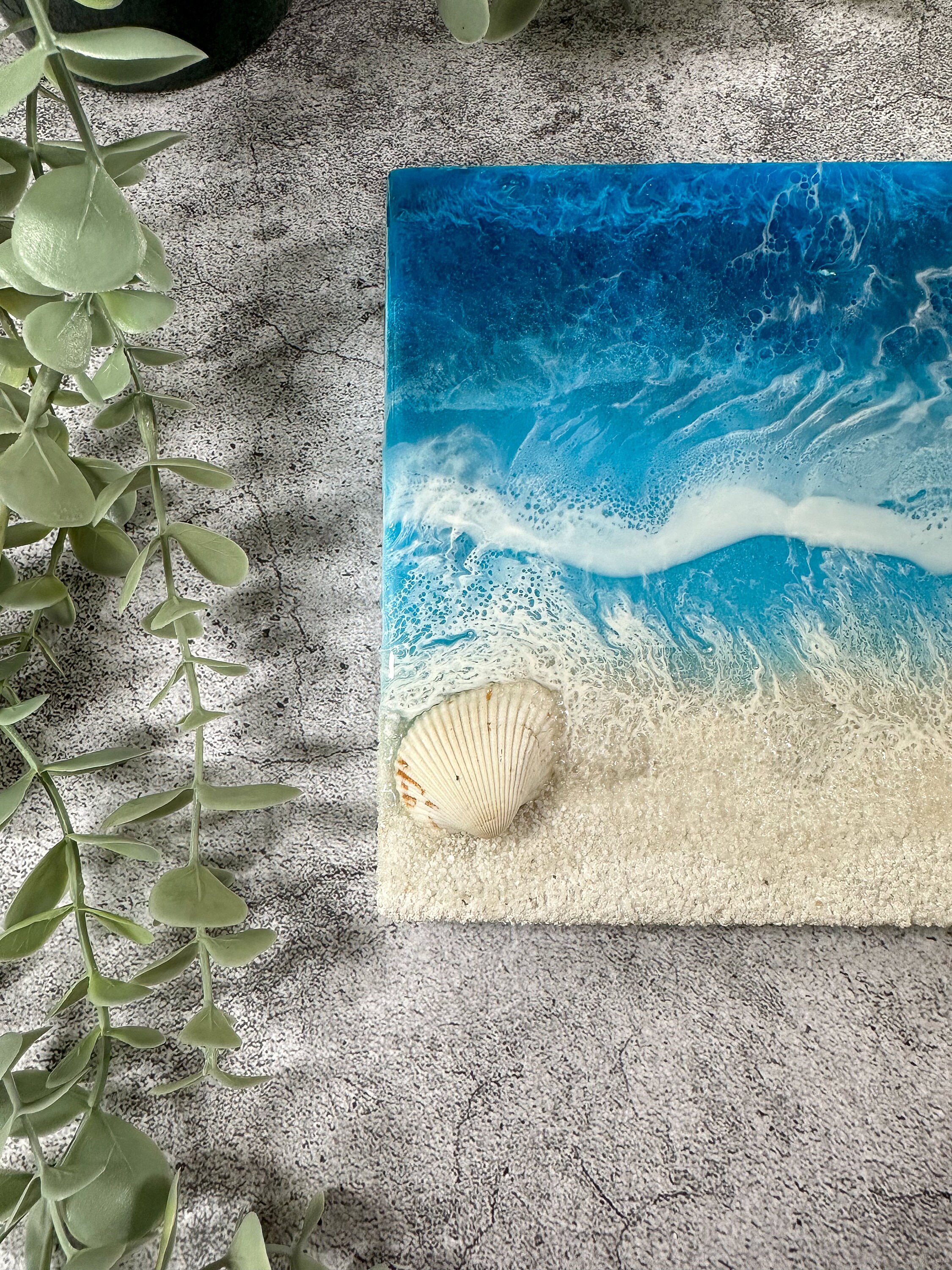Resin Ocean Wall Art, Nature Inspired Seascape Wave Epoxy Painting With ...