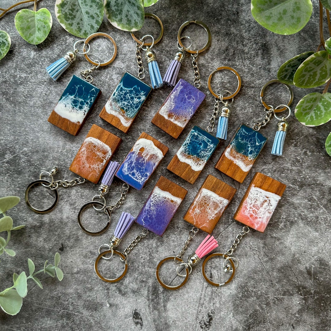 Resin Keyring Wooden Custom Ocean Keychain Aesthetic, Handbag Charms ...