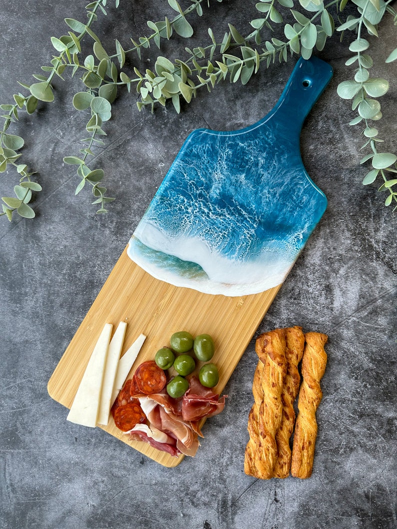 Resin Paddle Board, Blue Beach House Chic Home Decor, Ocean Inspired ...