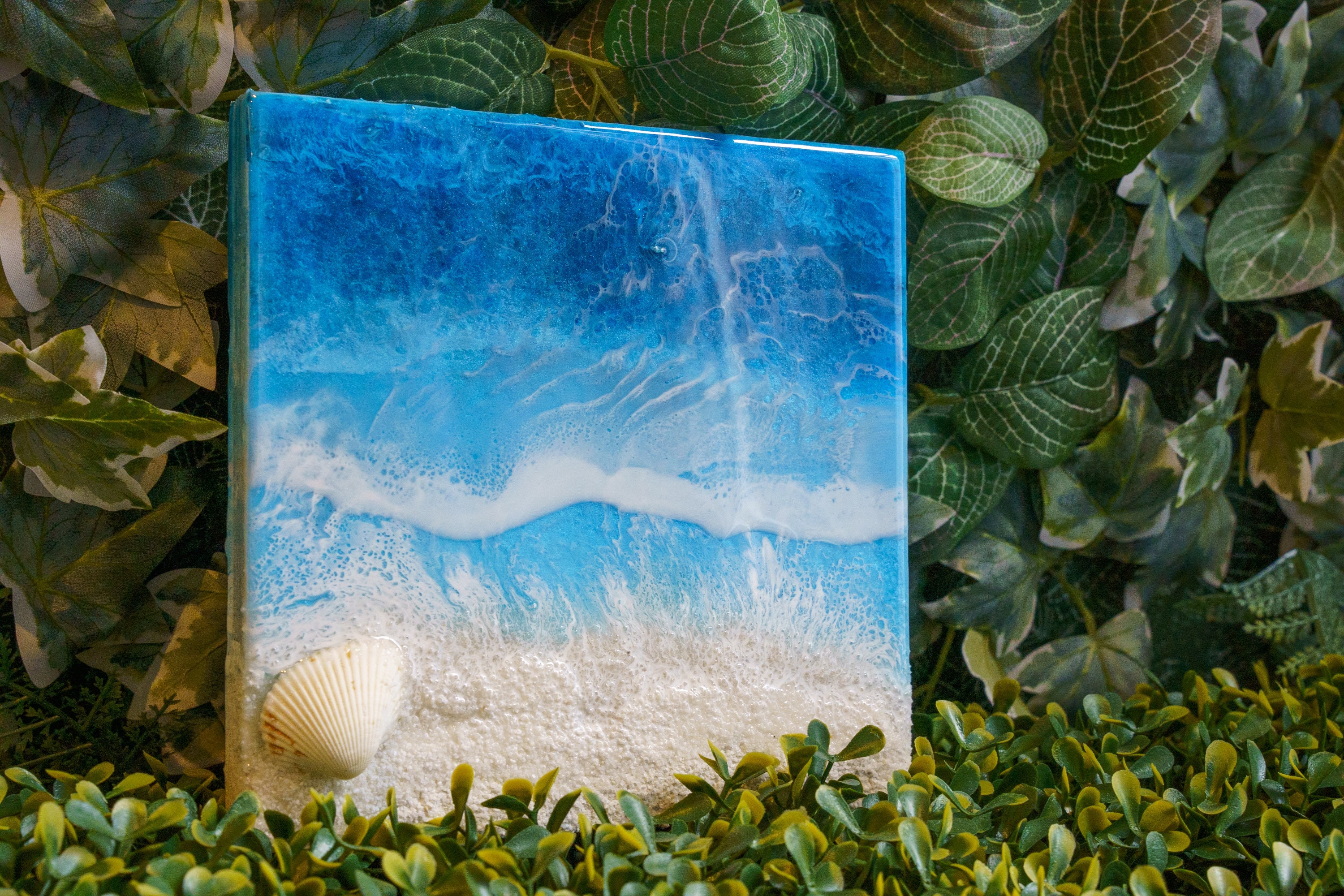 Resin Ocean Wall Art, Nature Inspired Seascape Wave Epoxy Painting With ...