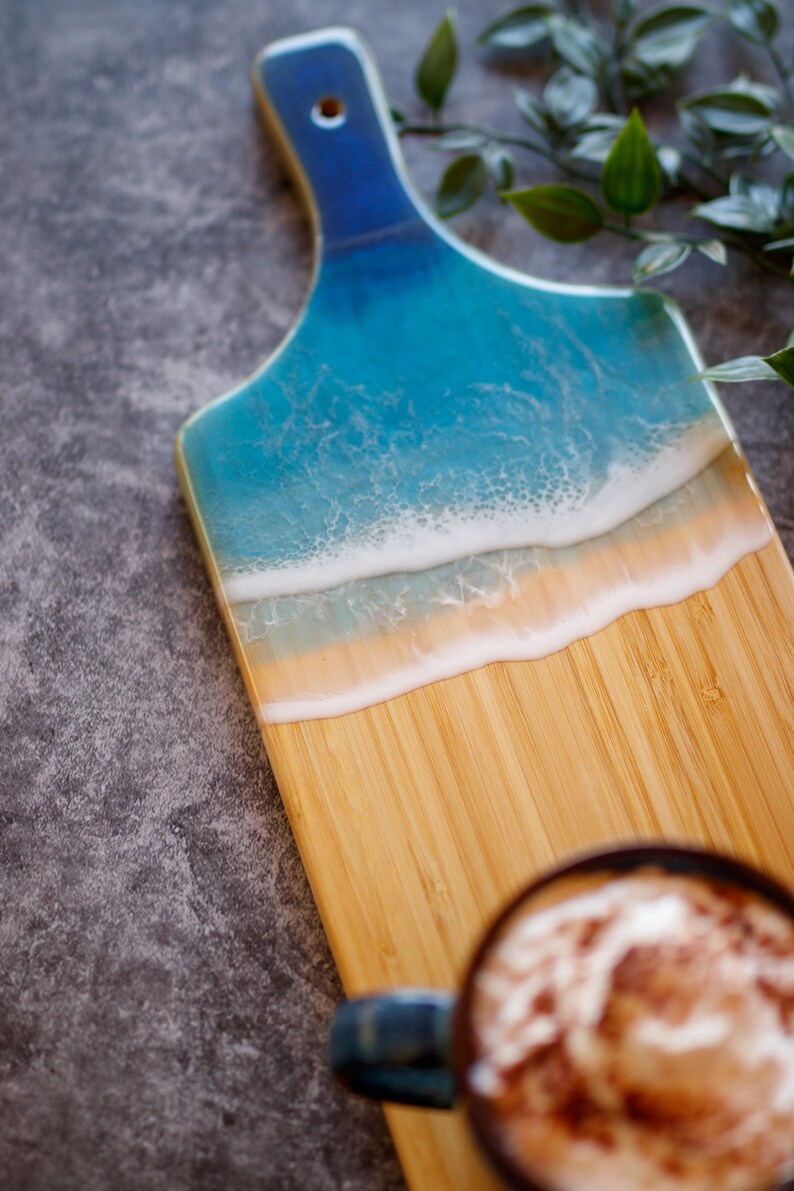 Resin Paddle Board, Blue Beach House Chic Home Decor, Ocean Inspired ...