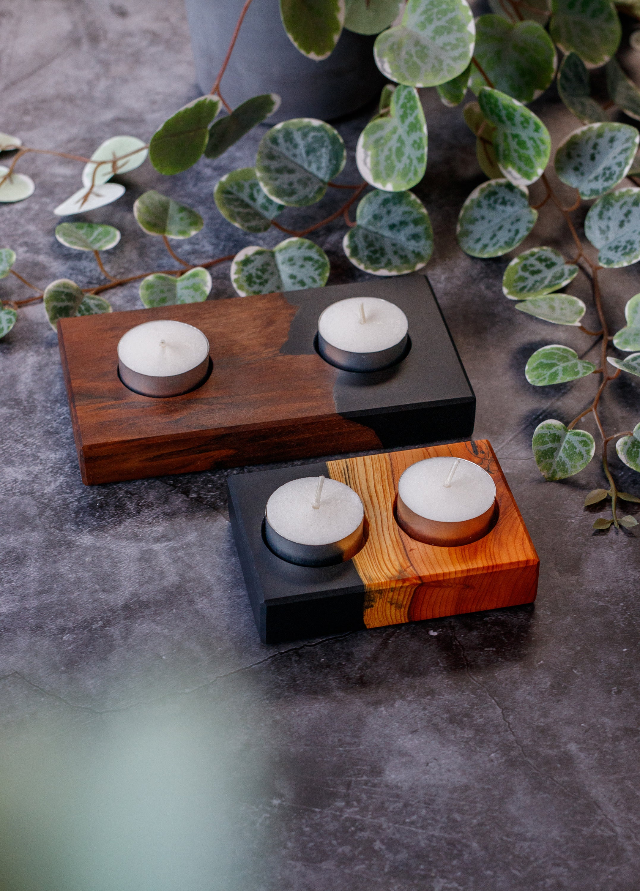 Yew Wood Resin Tea Light Candle Holders, Contemporary Unique Household ...