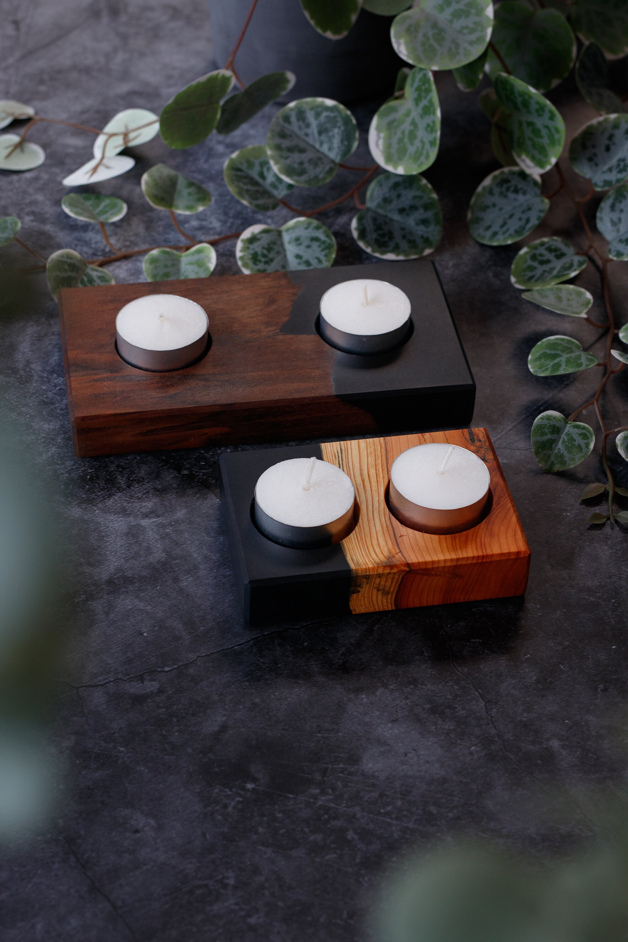 Yew Wood Resin Tea Light Candle Holders, Contemporary Unique Household ...