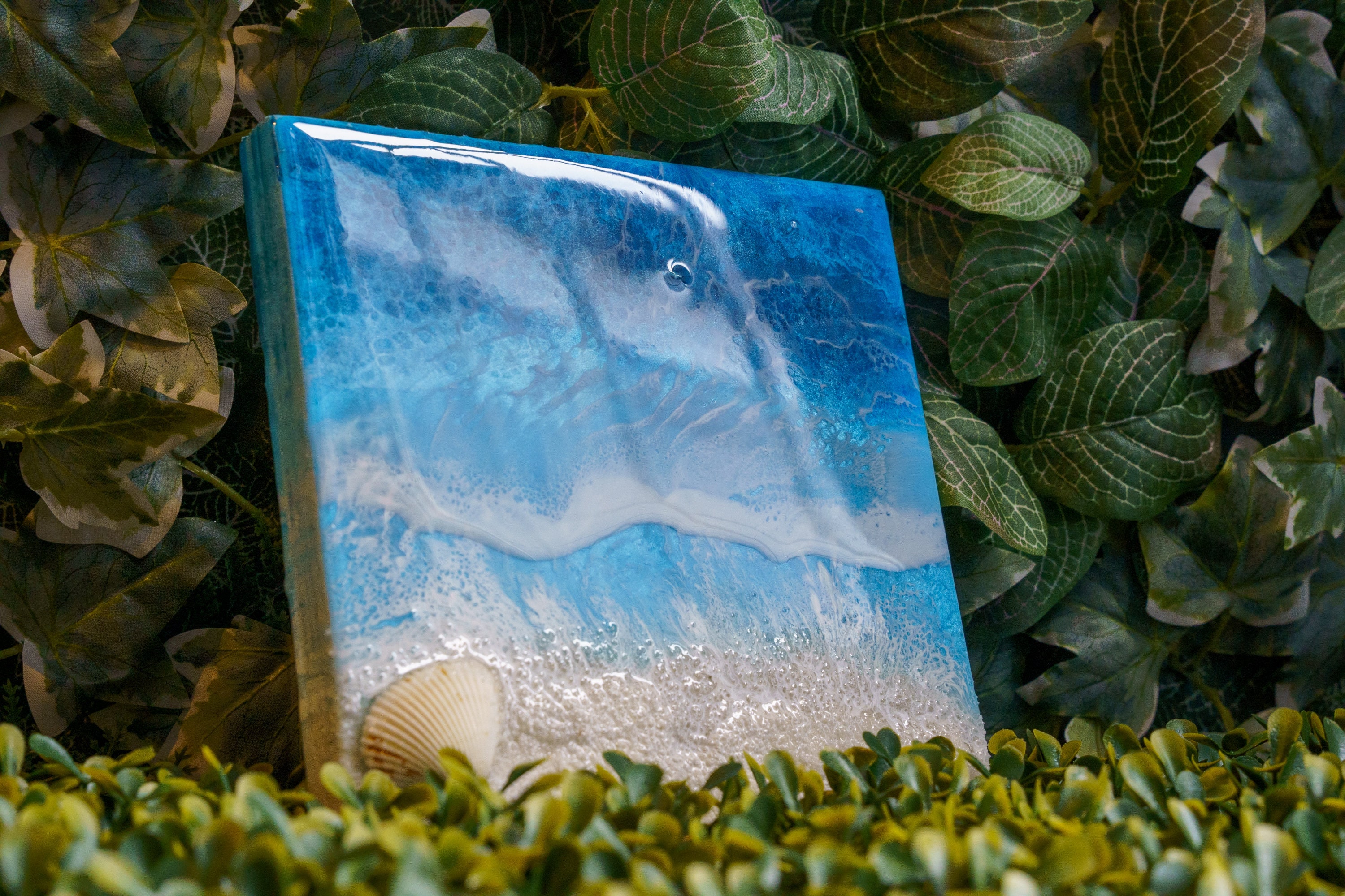 Resin Ocean Wall Art, Nature Inspired Seascape Wave Epoxy Painting With ...