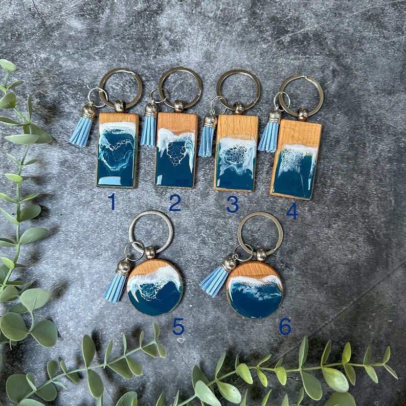 Resin Custom Keychain Aesthetic Personalised Keyring, Ocean Art Handbag ...