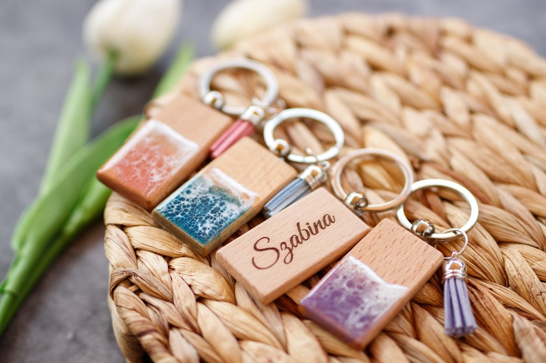 Resin Custom Keychain Aesthetic Personalised Keyring, Ocean Art Handbag ...