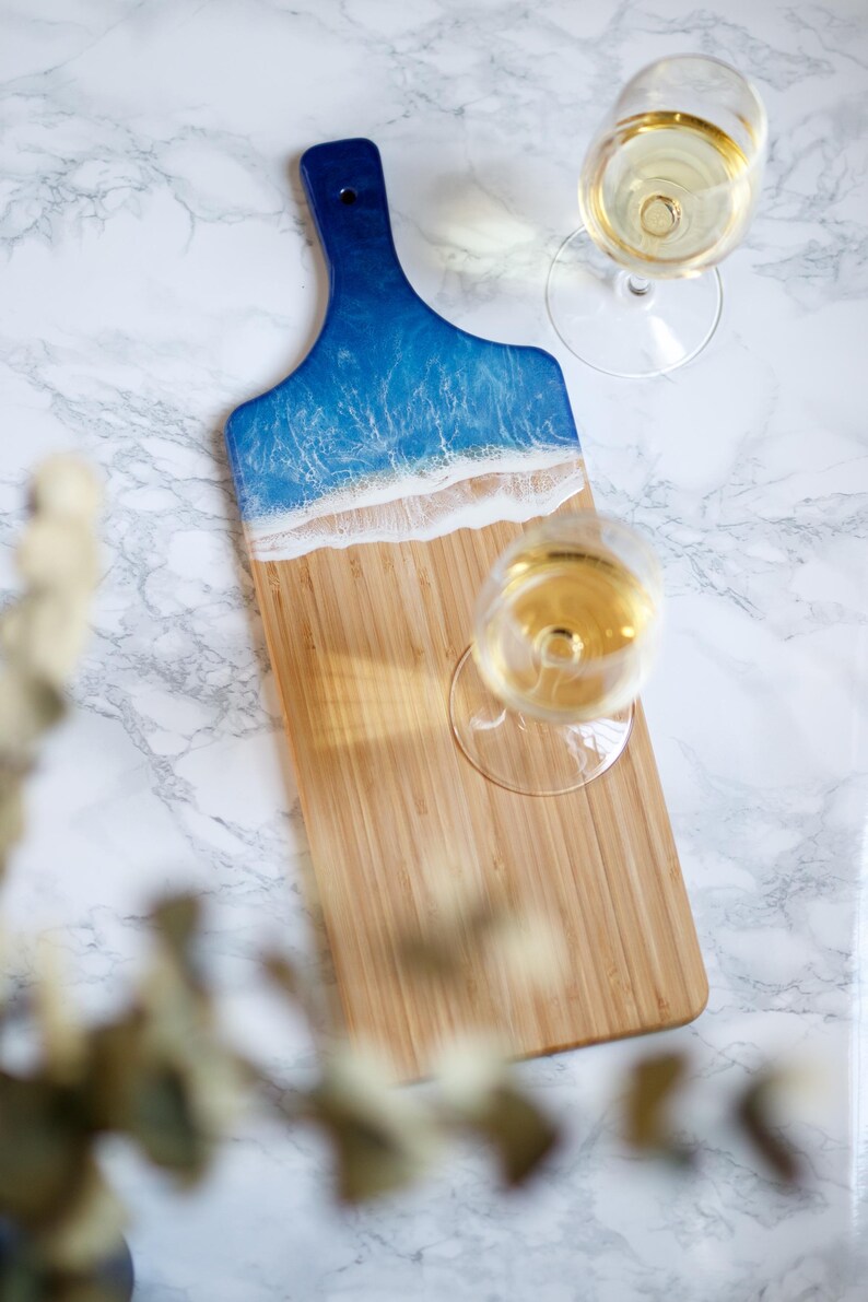 Resin Paddle Board, Blue Beach House Chic Home Decor, Ocean Inspired ...