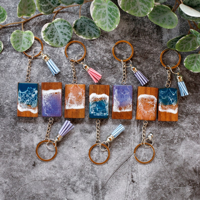 Resin Keyring Wooden Custom Ocean Keychain Aesthetic, Handbag Charms ...