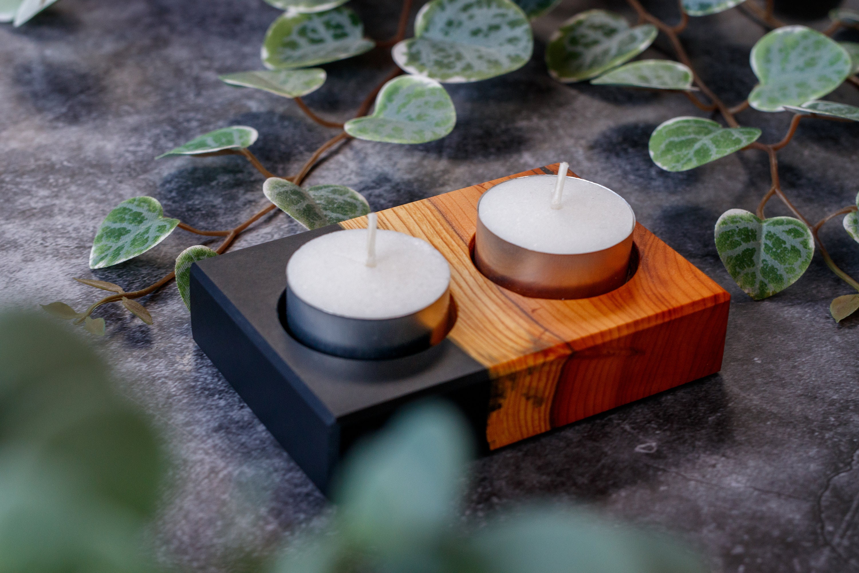 Yew Wood Resin Tea Light Candle Holders, Contemporary Unique Household ...
