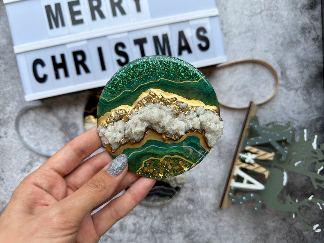 Christmas Tree Ornaments, Geode Inspired Resin Tree Decoration, Epoxy ...