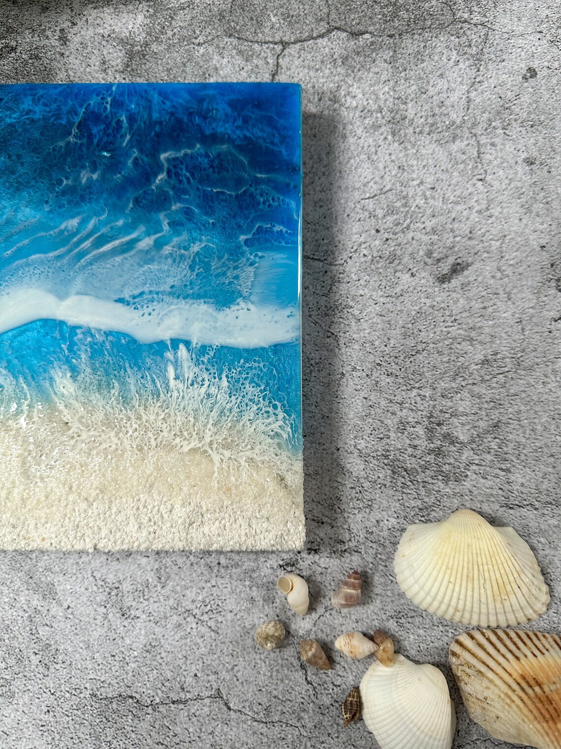 Resin Ocean Wall Art, Nature Inspired Seascape Wave Epoxy Painting With ...