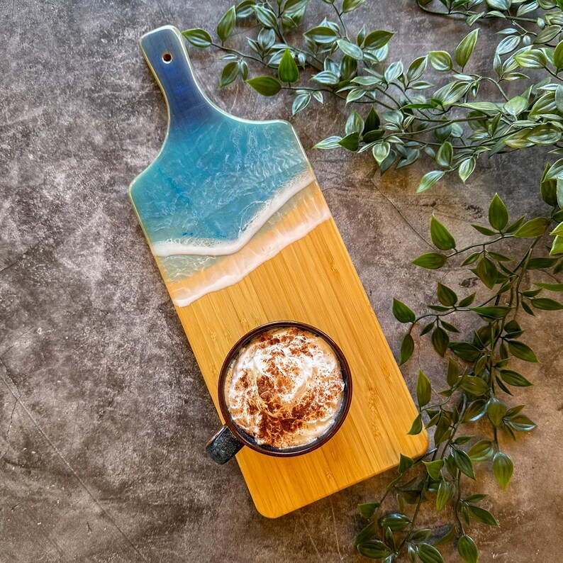 Resin Paddle Board, Blue Beach House Chic Home Decor, Ocean Inspired ...
